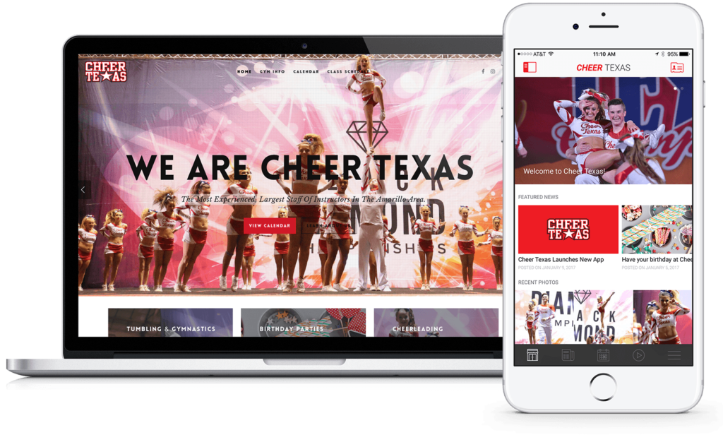 Cheerleading & Dance Studio Website with iPhone App - Spirit Buzz